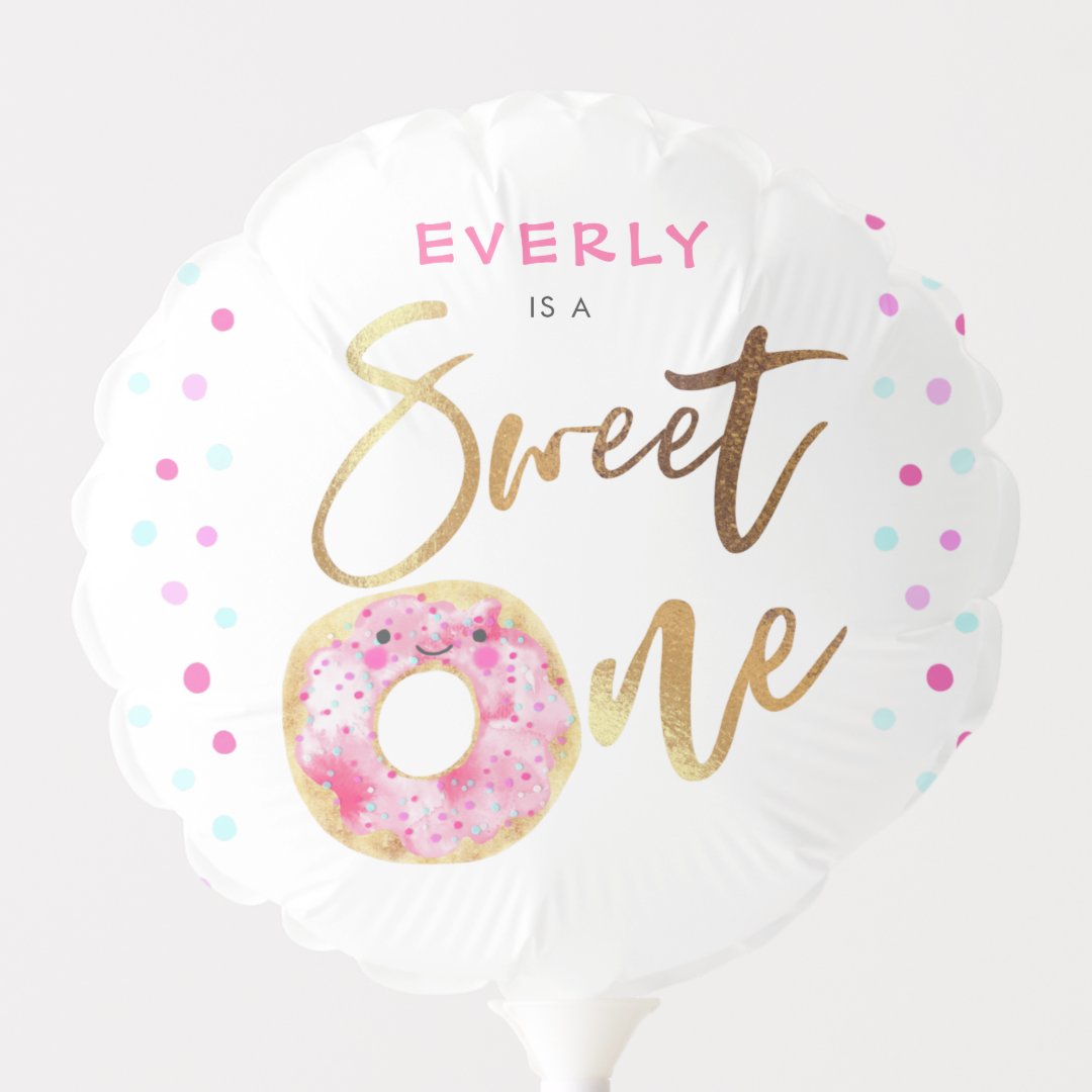 Sweet One Kids 1st Birthday Donut with Photo Balloon | Zazzle