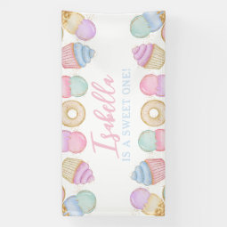 Sweet One Pastel 1st Birthday Party Backdrop Large Banner | Zazzle