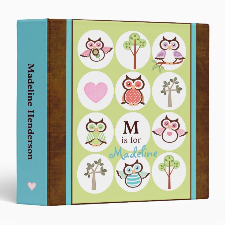 Sweet Owl Sampler Personalized School Binder | Zazzle