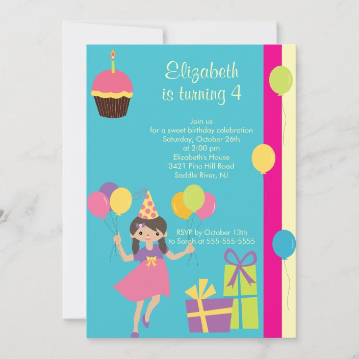 Sweet Party Girl Birthday Party Invitation | Zazzle.com