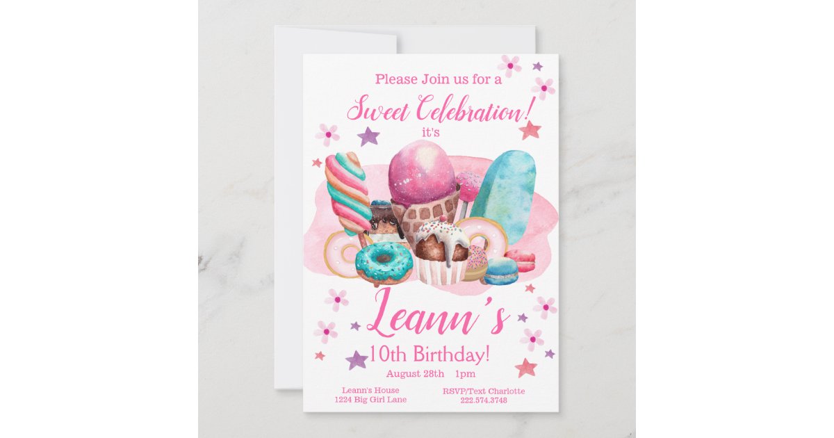 Sweet Party Invitation, Editable Birthday Invitat Invitation | Zazzle