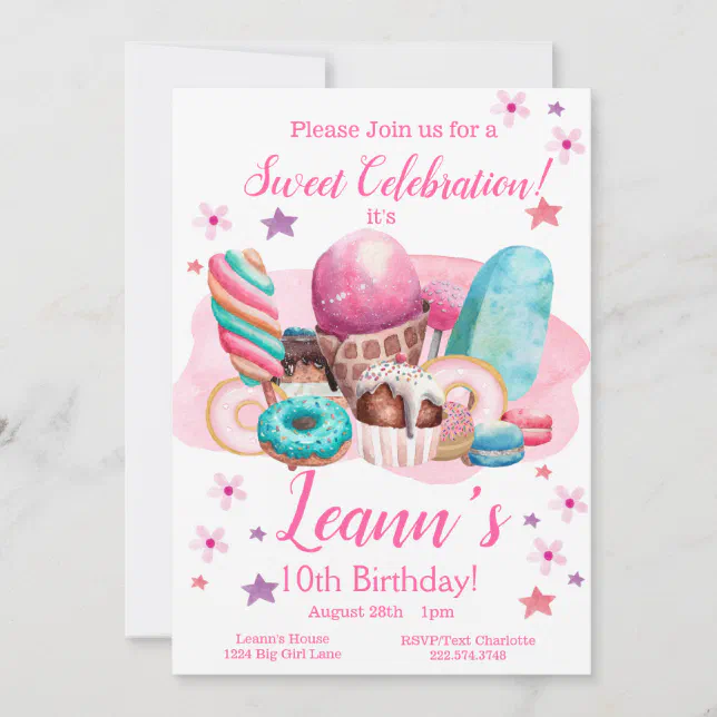 Sweet Party Invitation, Editable Birthday Invitat Invitation | Zazzle