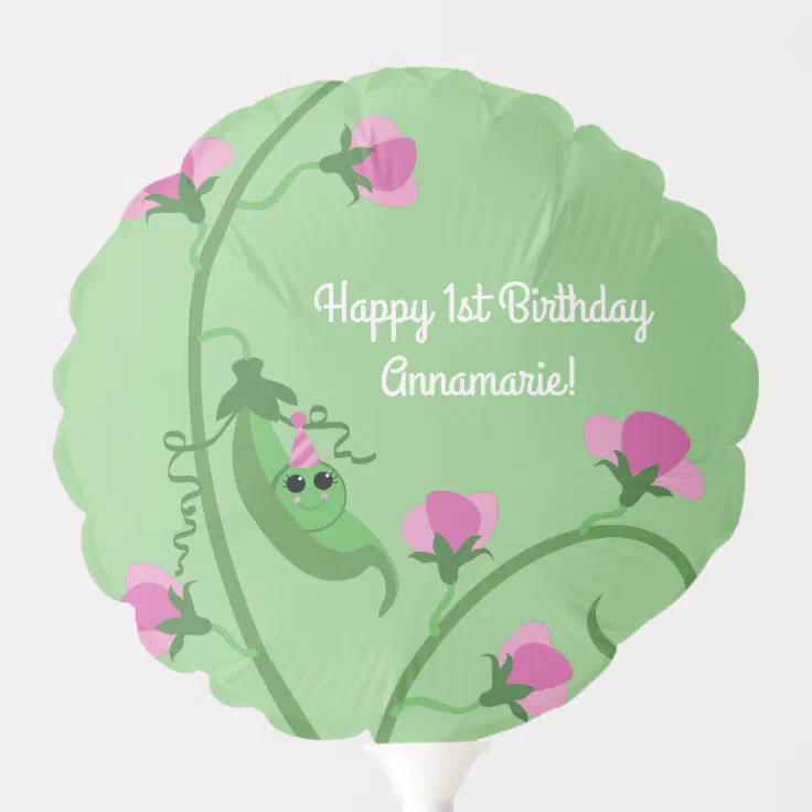 Sweet Pea Cute 1st Birthday Party Balloon | Zazzle
