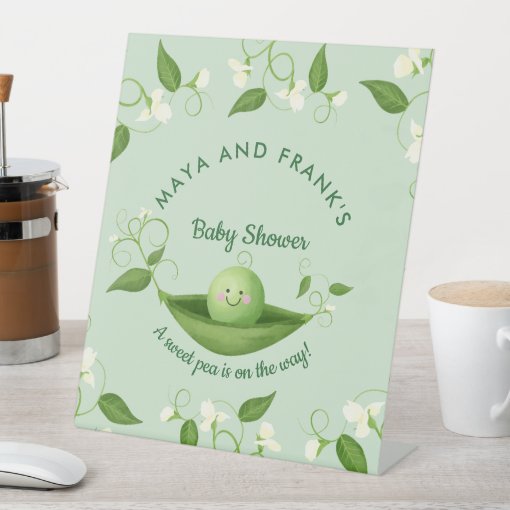 Sweet Pea in a Pod Baby Shower Pedestal Sign | Zazzle