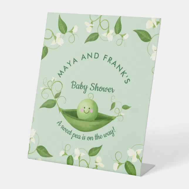 Sweet Pea in a Pod Baby Shower Pedestal Sign | Zazzle