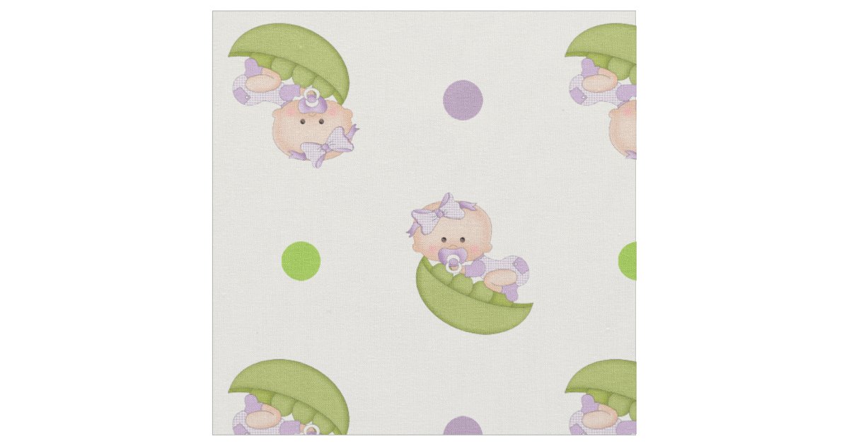 Sweet pea in the pod baby girl & polka dots cute fabric | Zazzle