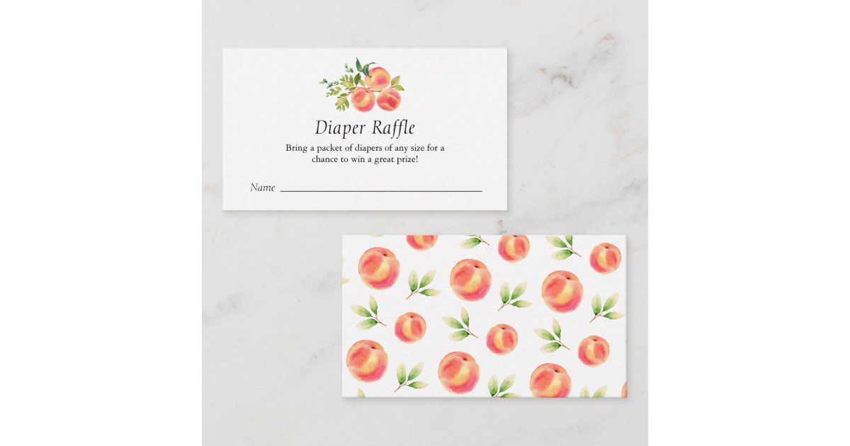 Sweet Peach Baby Shower Diaper Raffle Ticket Enclosure Card | Zazzle