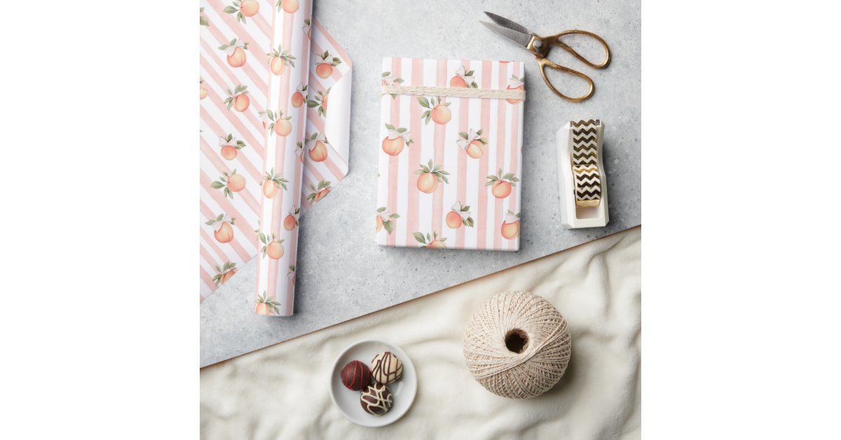 Sweet Peach Baby Shower Gift Wrapping Paper | Zazzle