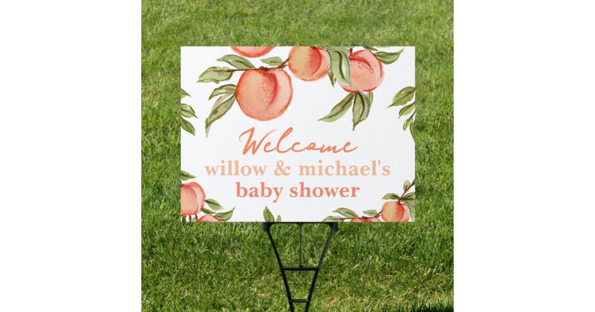 Sweet Peach Baby Shower Welcome Yard Sign | Zazzle