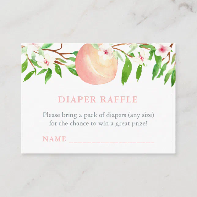 Sweet Peach Diaper Raffle Ticket Girl Baby Shower Enclosure Card | Zazzle