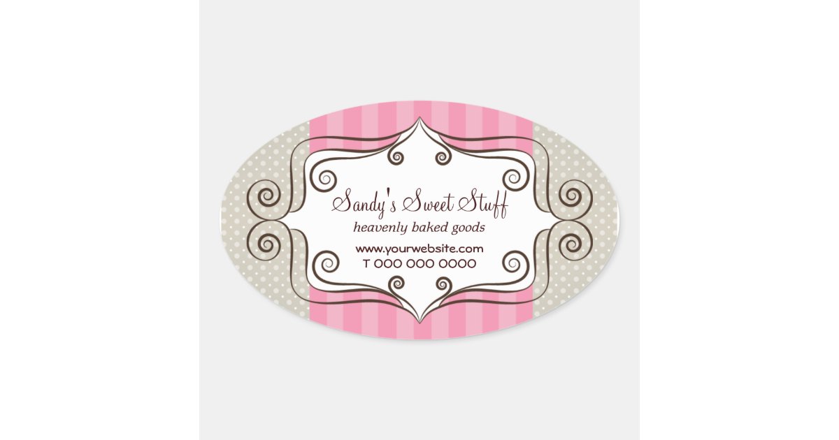 Sweet Pink and Polka Dots Oval Sticker | Zazzle