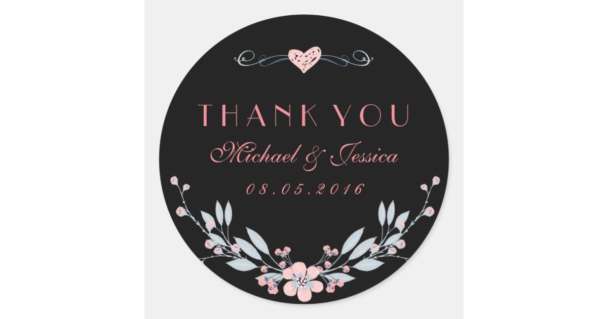 Sweet Pink Blue Floral Sticker with Love | Zazzle