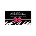 sweet pink bow zebra elegant address labels | Zazzle
