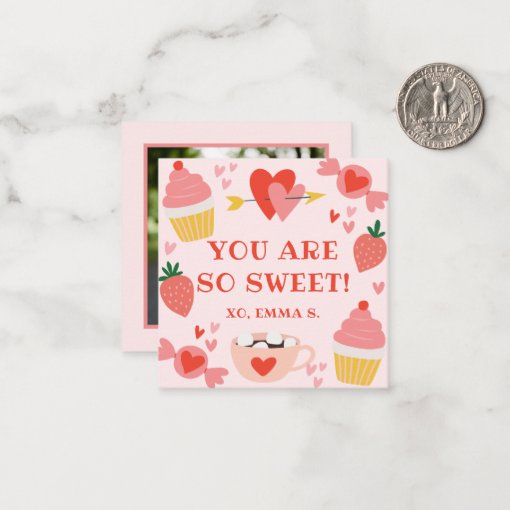 Sweet Pink Candy Valentine's Classroom Photo Card | Zazzle