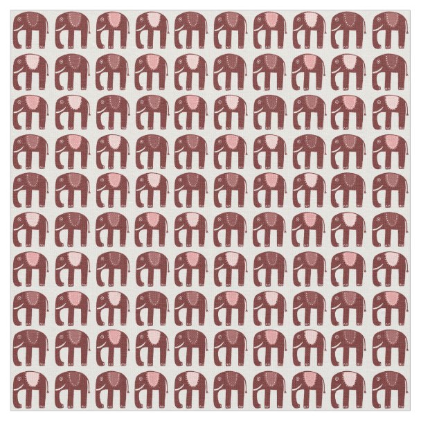 Sweet Pink Elephants Pattern Fabric | Zazzle