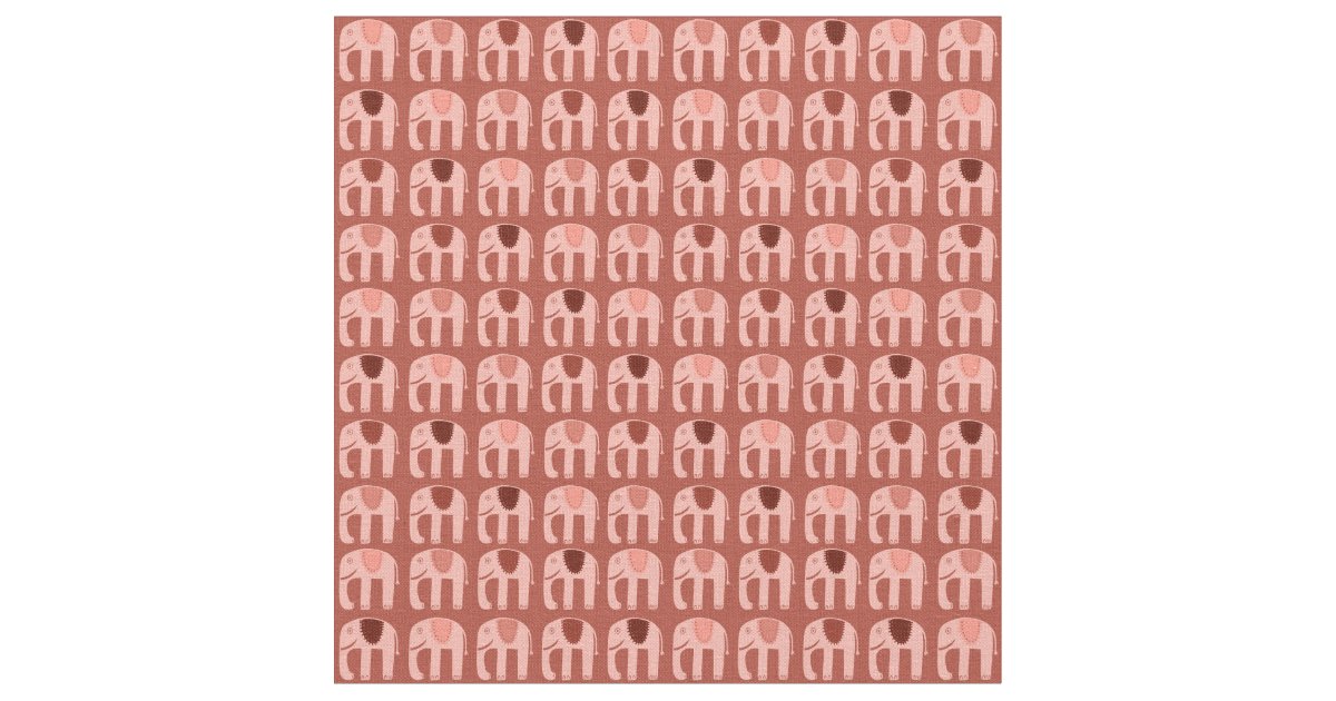 Sweet Pink Elephants Pattern Fabric | Zazzle