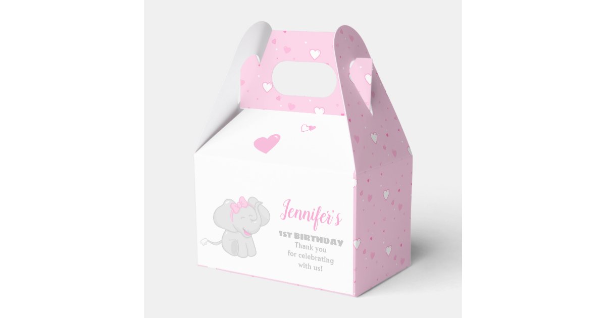 Sweet Pink Favor Box with Elephant | Zazzle
