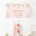 Sweet Pink Floral First Holy Communion Welcome Banner | Zazzle