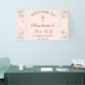 Sweet Pink Floral First Holy Communion Welcome Banner | Zazzle