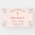 Sweet Pink Floral First Holy Communion Welcome Banner | Zazzle