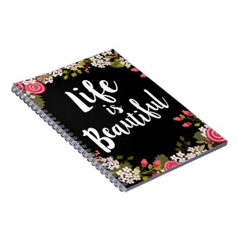 Sweet Pink Floral Life is Beautiful Journal | Zazzle