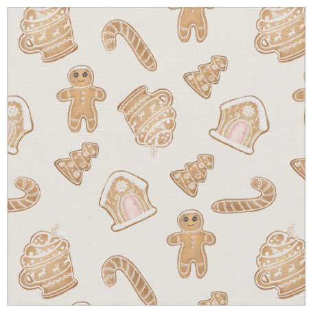 Gingerbread Christmas holiday Cookie Seamless Fabric | Zazzle
