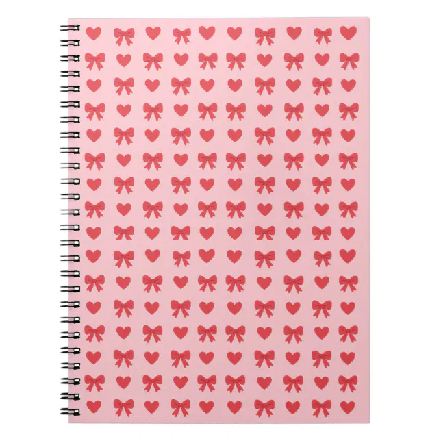 Sweet Pink Hearts & Bows Pattern Notebook | Zazzle