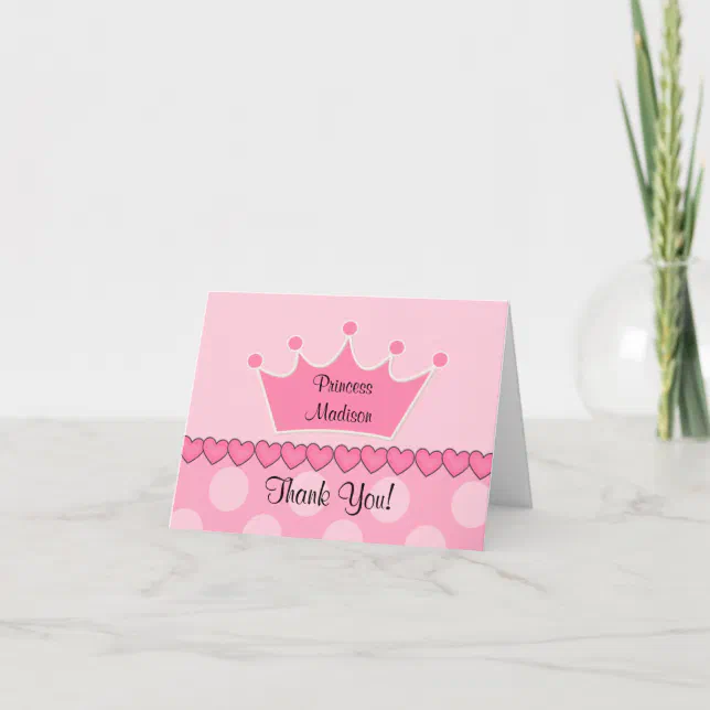 Sweet Pink Princess CrownThank You Note Thank You Card | Zazzle