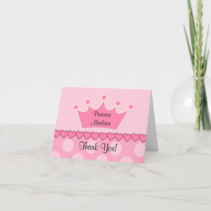 Sweet Pink Princess CrownThank You Note Thank You Card | Zazzle