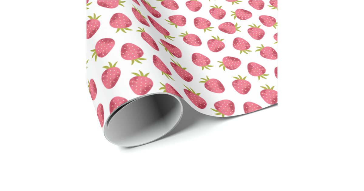 Sweet Pink Strawberry Seamless Pattern Wrapping Paper | Zazzle