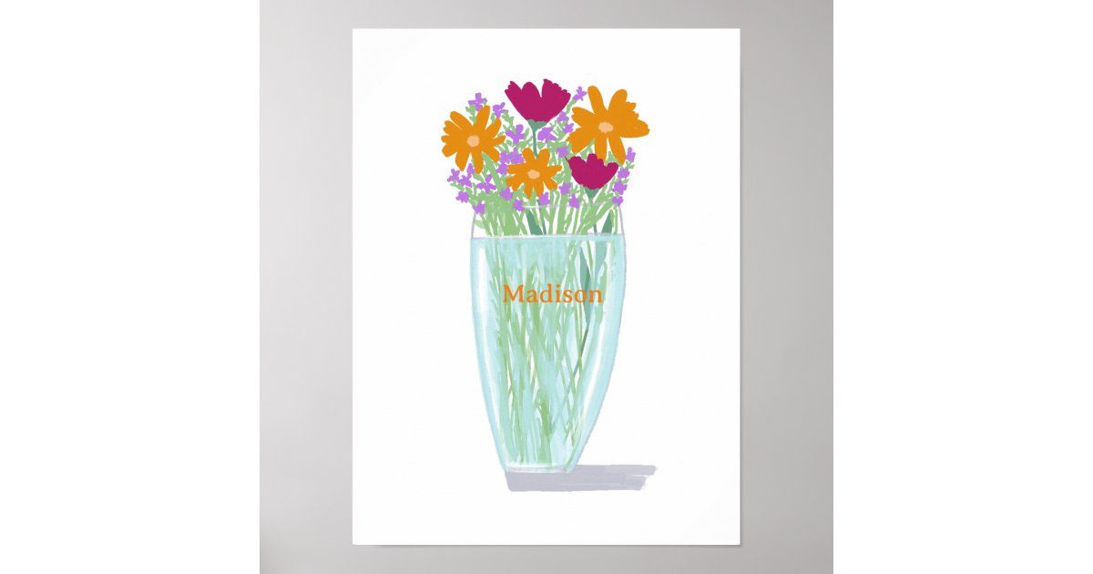 Sweet Pretty Flowers +Custom Name Poster | Zazzle