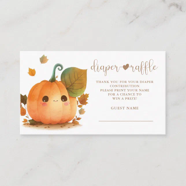Sweet Pumpkin Fall Baby Shower diaper raffle Enclosure Card | Zazzle