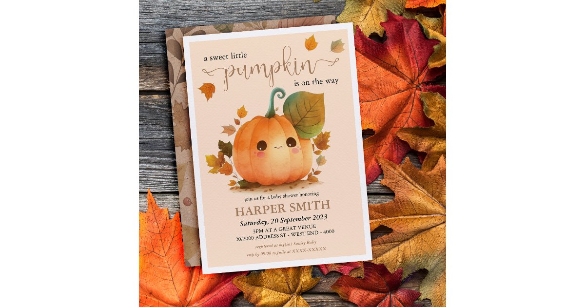 Sweet Pumpkin Fall Baby Shower Invitation | Zazzle