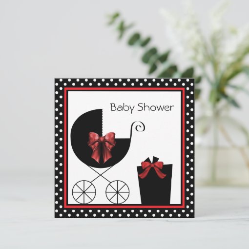 Sweet Red and Black Baby Shower Invitation | Zazzle