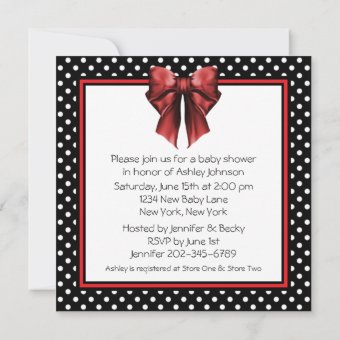 Sweet Red and Black Baby Shower Invitation | Zazzle