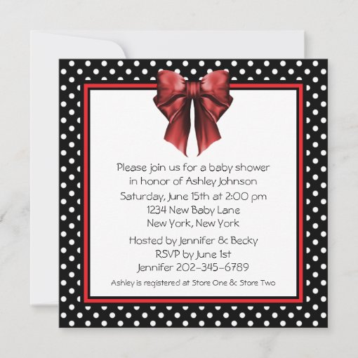 Sweet Red and Black Baby Shower Invitation | Zazzle
