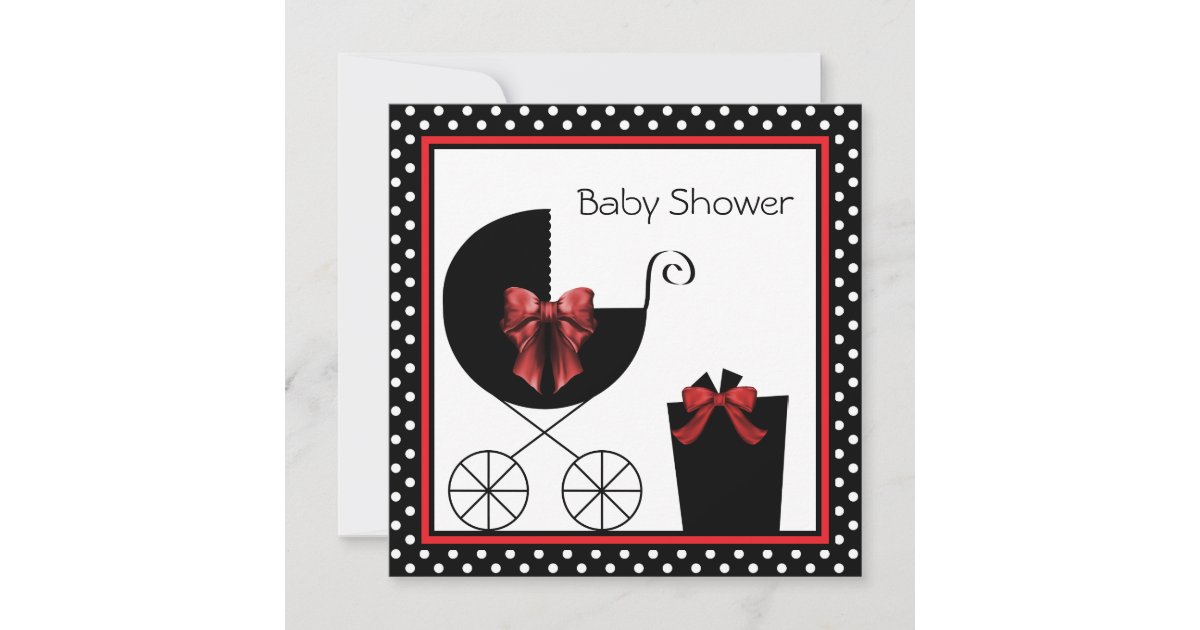 Sweet Red and Black Baby Shower Invitation | Zazzle
