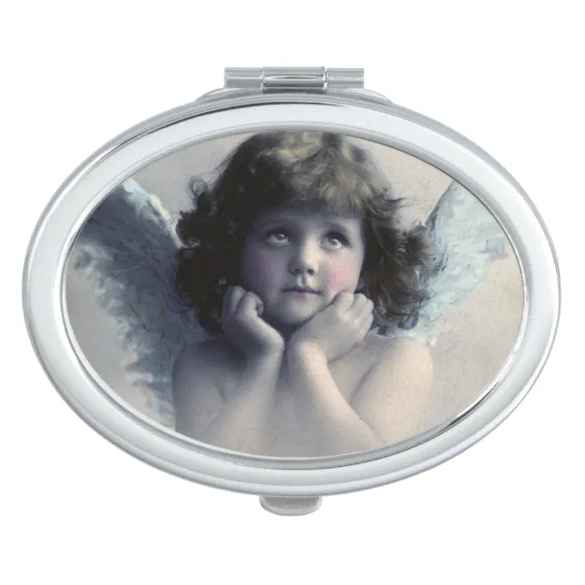 Sweet Rosy Cheeked Vintage Angel in Clouds Compact Mirror | Zazzle