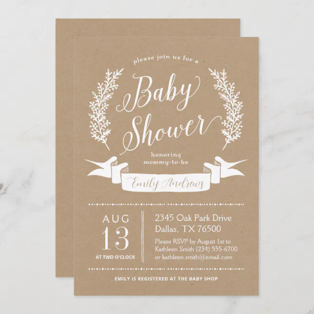 Sweet Rustic Baby Shower Invitation | Zazzle
