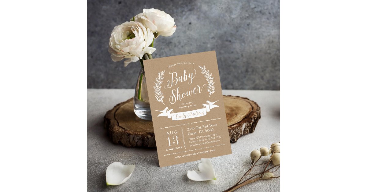 Sweet Rustic Baby Shower Invitation | Zazzle