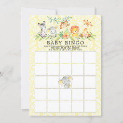 Sweet Safari Animals BINGO Baby Shower Game Invitation | Zazzle