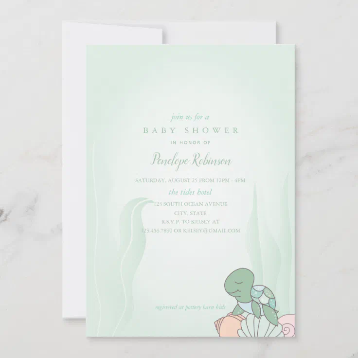 Sweet Sea Turtle Baby Shower Invitation | Zazzle