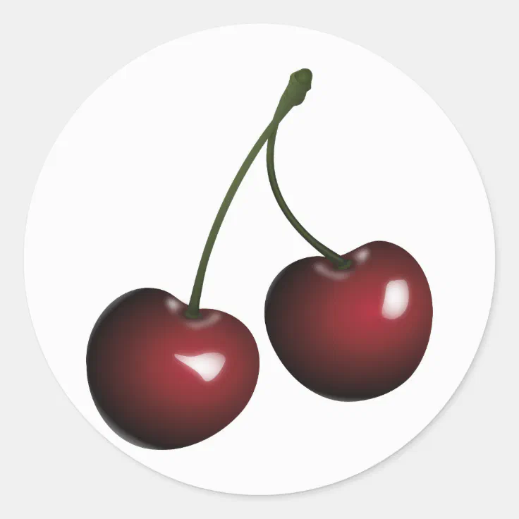 Sweet Shiny Pair of Red Cherries Classic Round Sticker | Zazzle