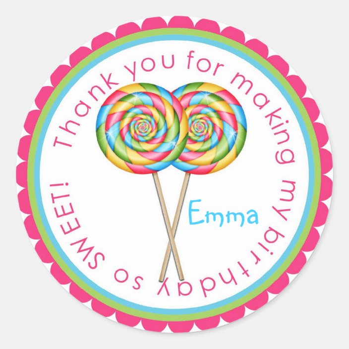 Sweet Shop Lollipop Birthday Stickers | Zazzle.com