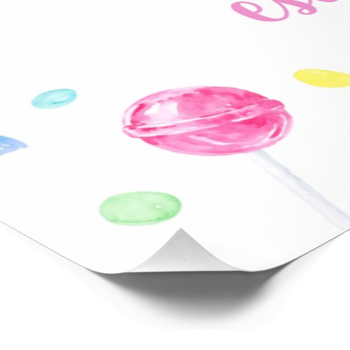 Sweet Shop Lollipop Candy Birthday Welcome Poster | Zazzle