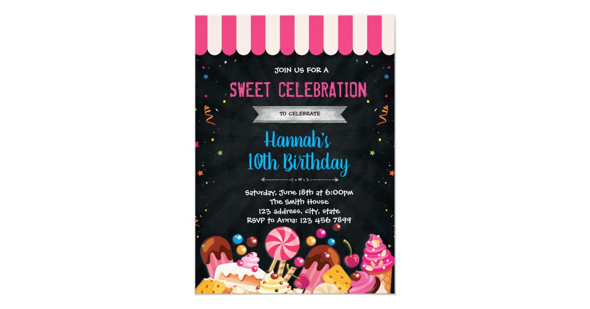 Sweet shoppe birthday party invitation | Zazzle.com