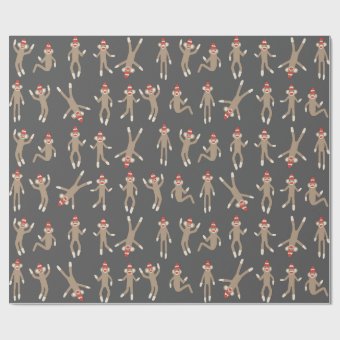 Sweet & Silly Sock Monkey Wrapping Paper | Zazzle