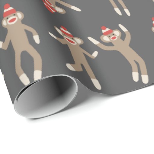 Sweet & Silly Sock Monkey Wrapping Paper | Zazzle