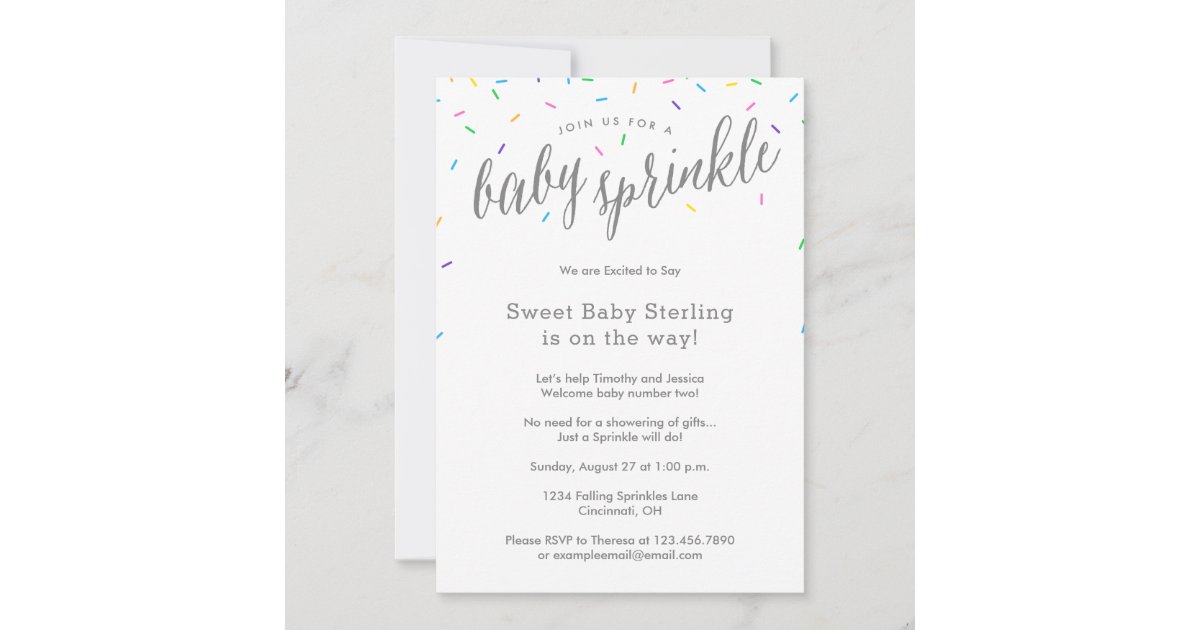 Sweet & Simple Baby Sprinkle Shower Invitations | Zazzle