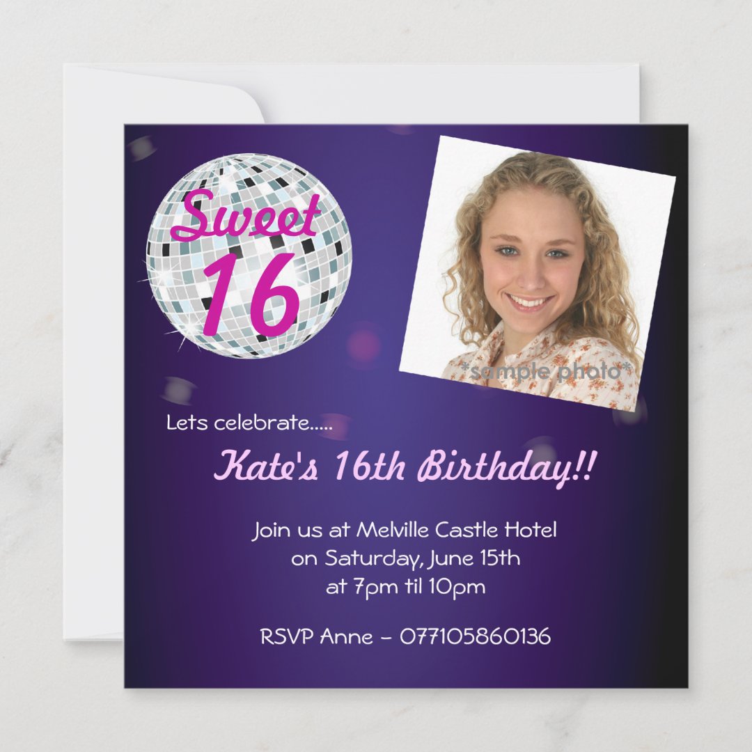 Sweet Sixteen 16 Disco Ball Party Invitation | Zazzle